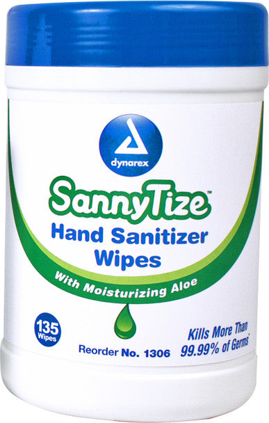 Dynarex Hand Sanitizer Wipes, 5.9" x 7.5", 135/Canister, 12 Canisters ...