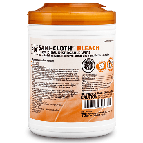 PDI SANI-CLOTH® BLEACH GERMICIDAL DISPOSABLE WIPE 6" x 10½" Large Wipe ...